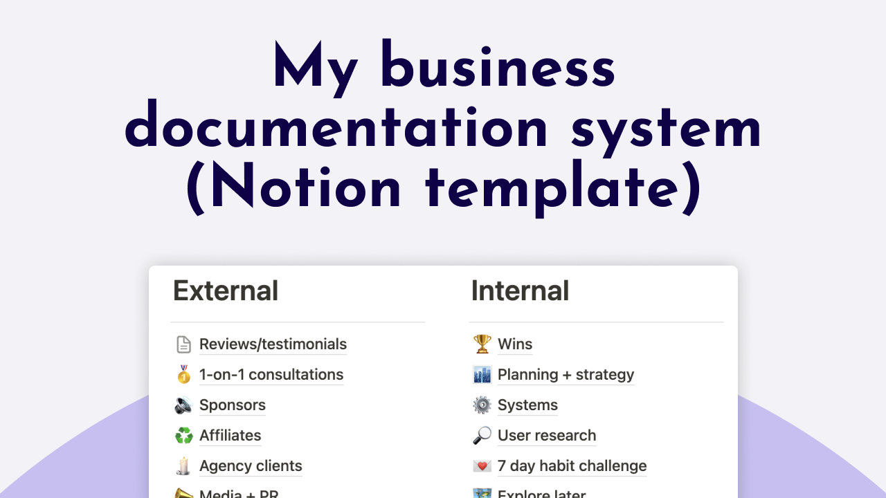 My business documentation system (Notion template) My business documentation system (Notion template)
