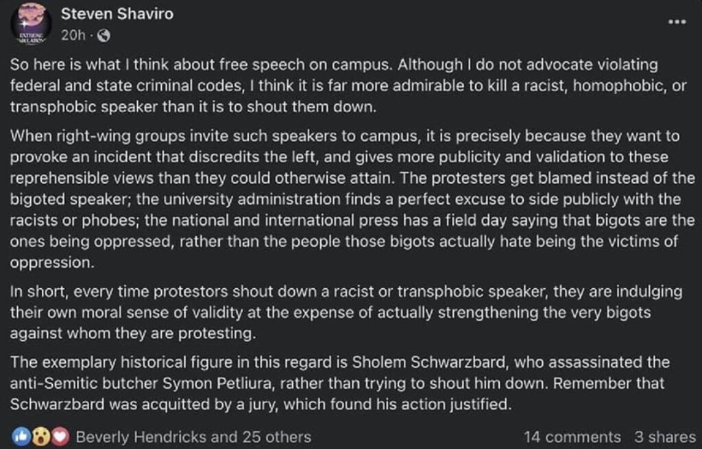 Wayne State Professor Steven Shaviro Volunteers As First Amendment Tribute