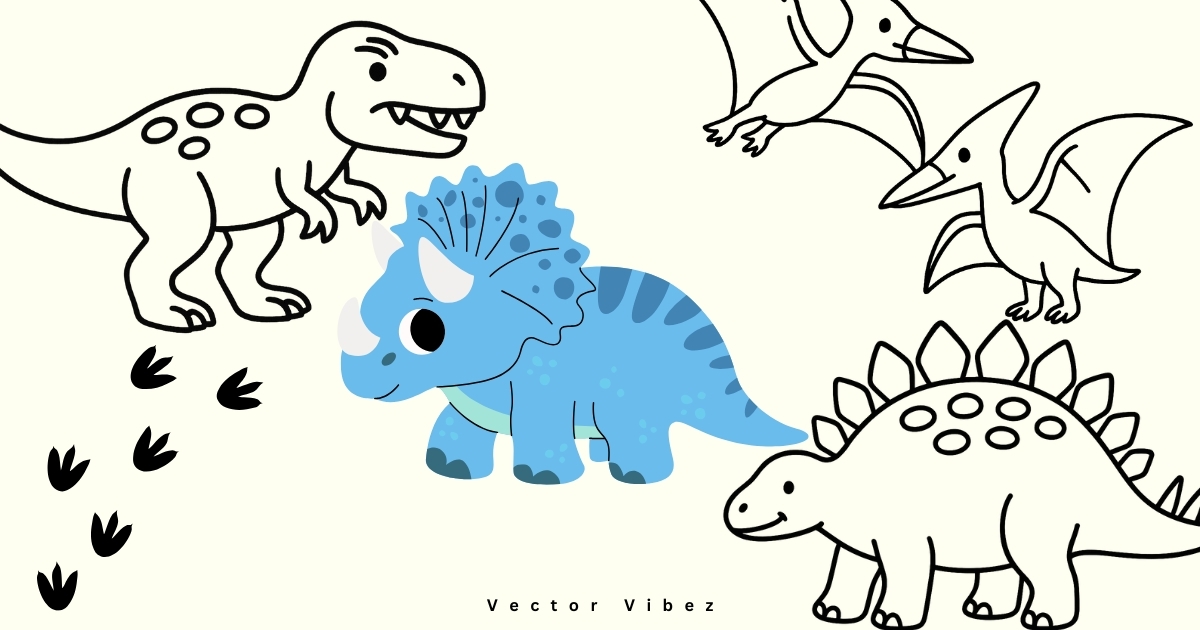 🦕 Dino-mite Coloring Fun: 19 Bold Prehistoric Pages! 🖍️