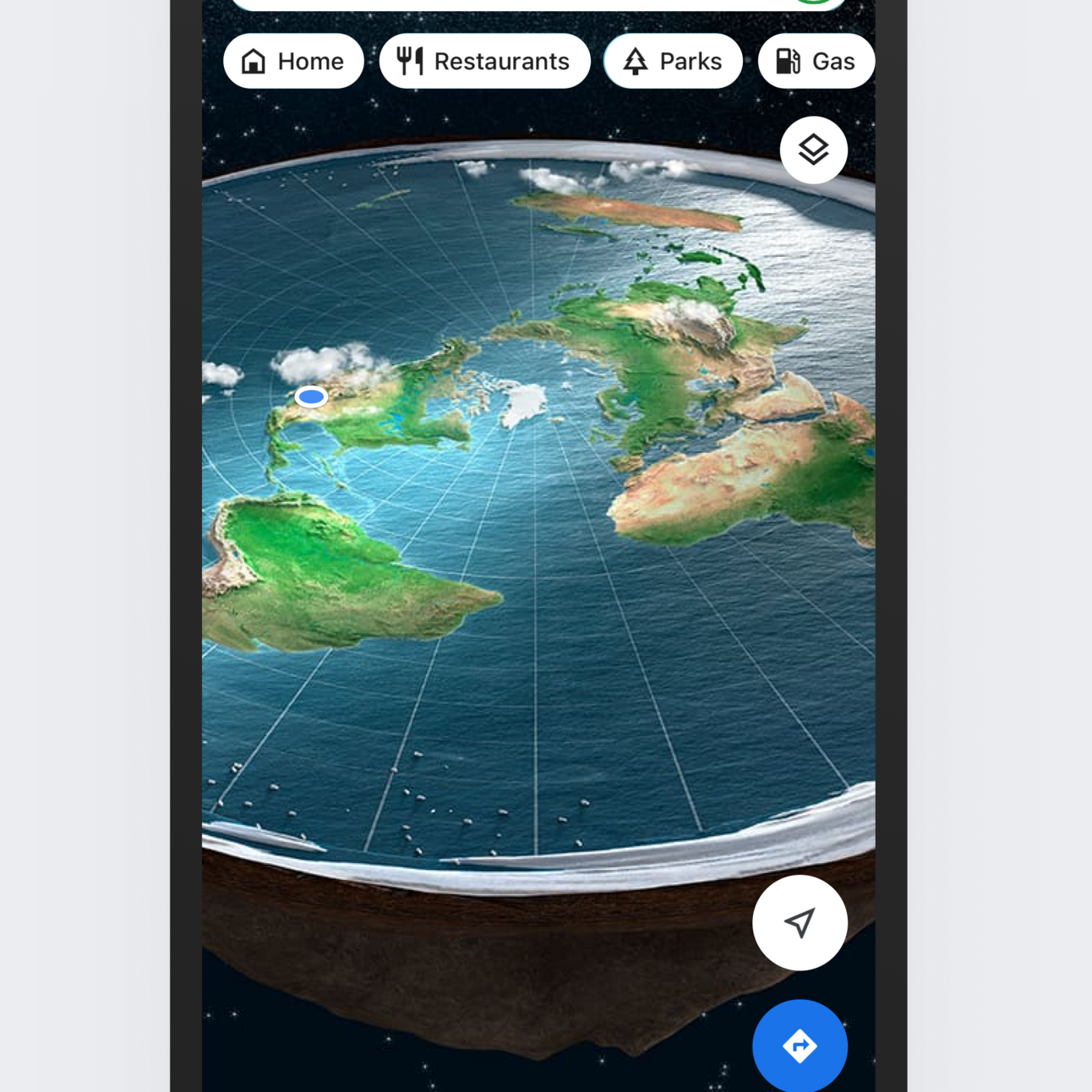 Google Maps flat earth view