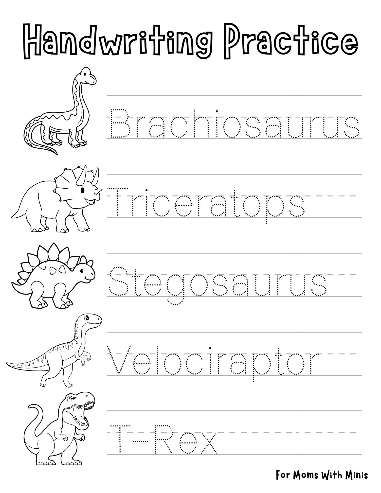 Dinosaur Handwriting Activity