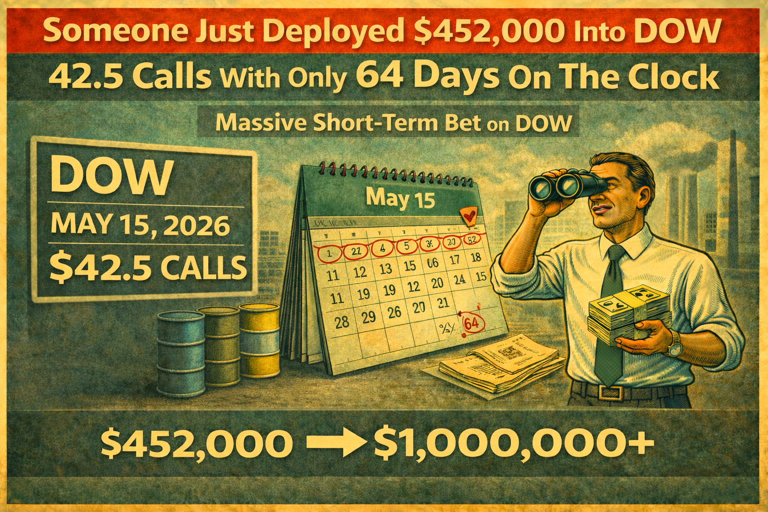 Someone Just Deployed $452,000 Into DOW 42.5 Calls With Only 64 Days On ...