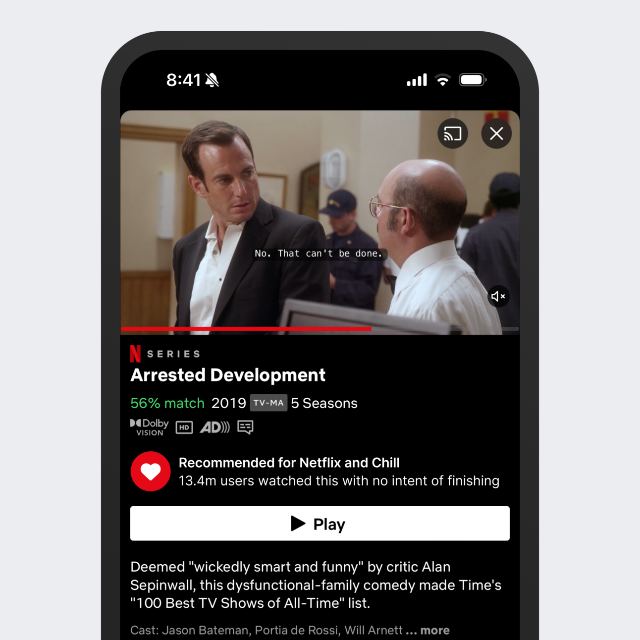 Netflix recommended shows for "Netflix and Chill"
