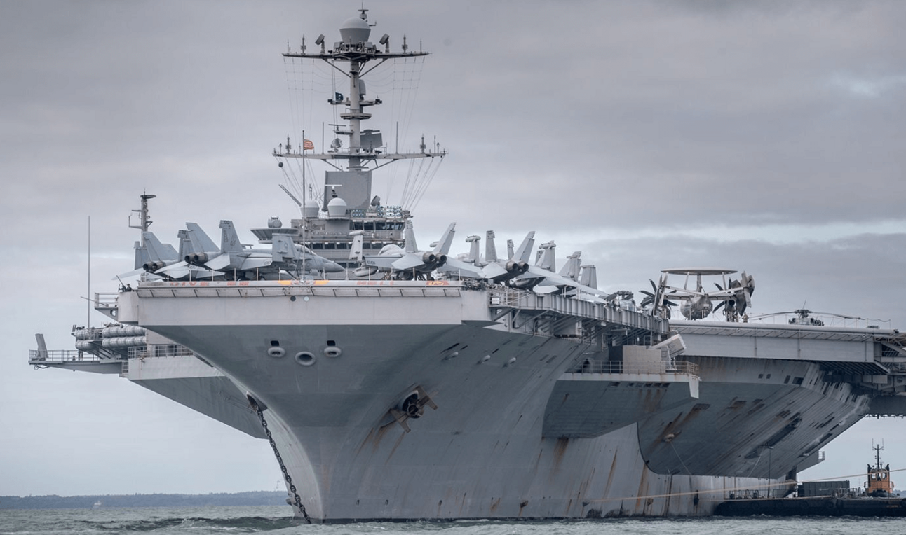 U.S. Navy Aircraft Carrier Involved in Collision with Cargo Ship