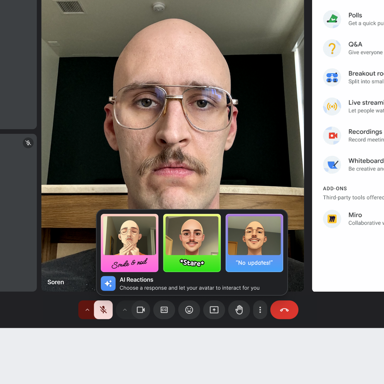 Google Meet AI avatar reactions