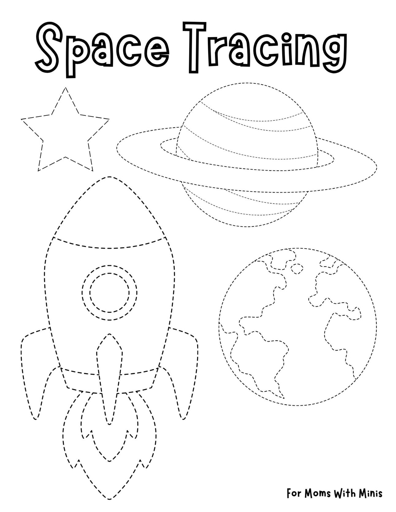 Space Tracing Coloring Page