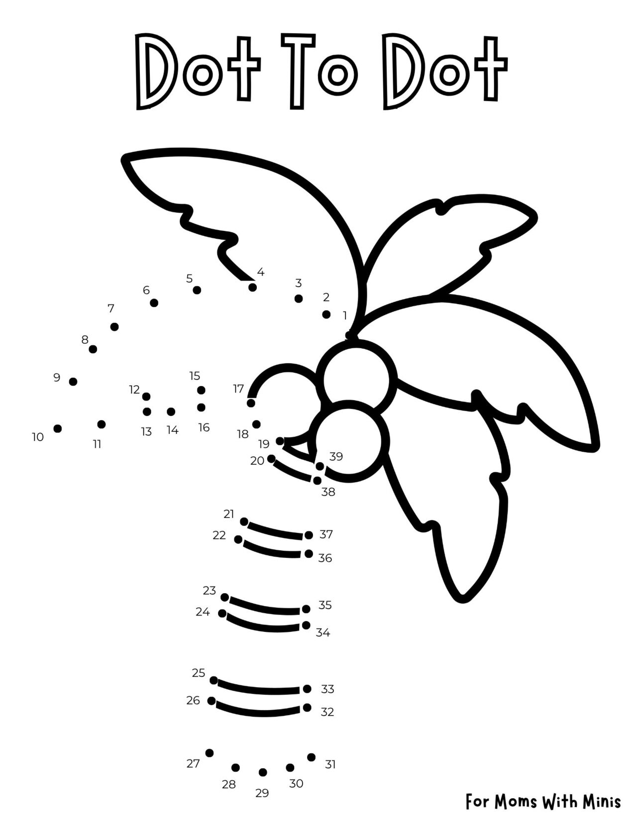 Palm Tree Dot-to-Dot Worksheet