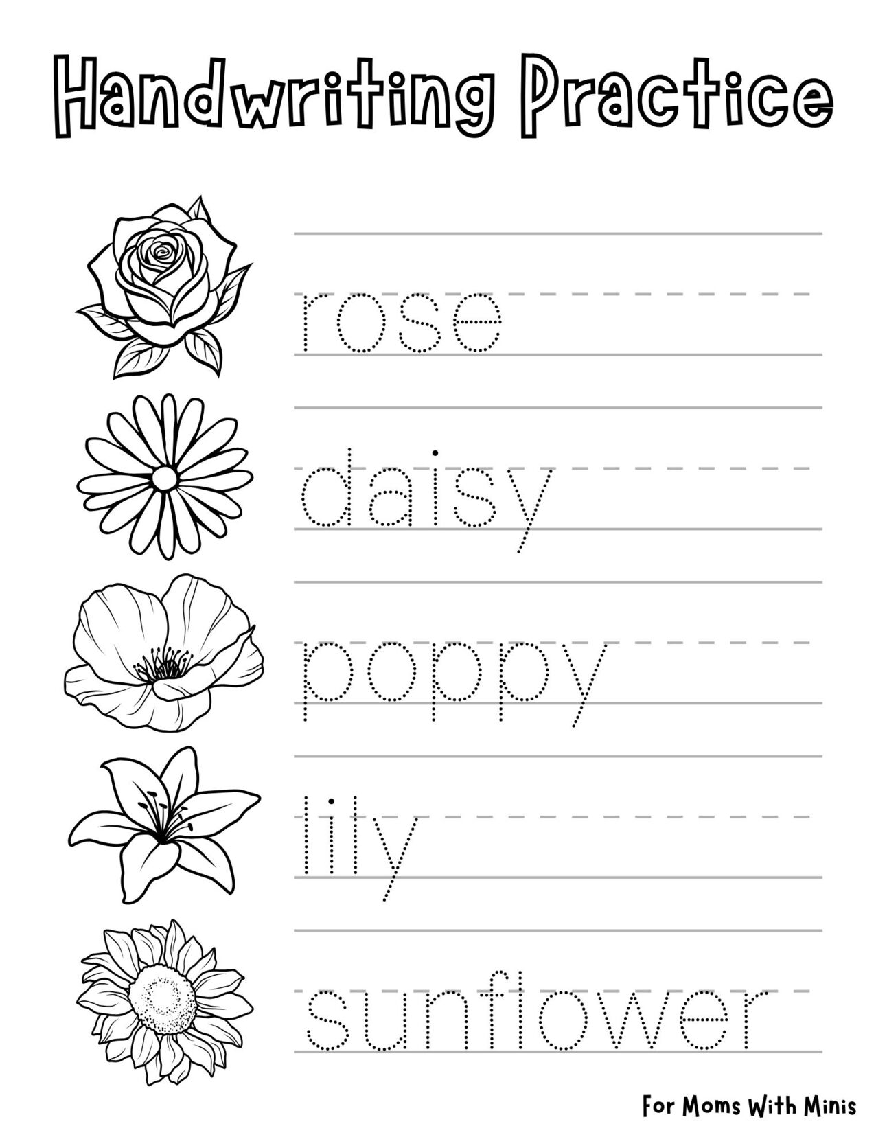 Flower Handwriting Practice