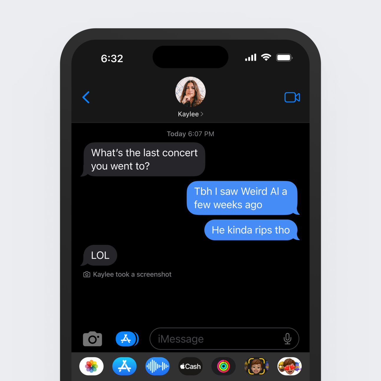 iMessage screenshot indicator