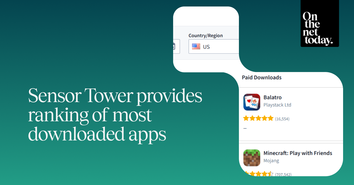 Sensor Tower provides ranking of most downloaded apps