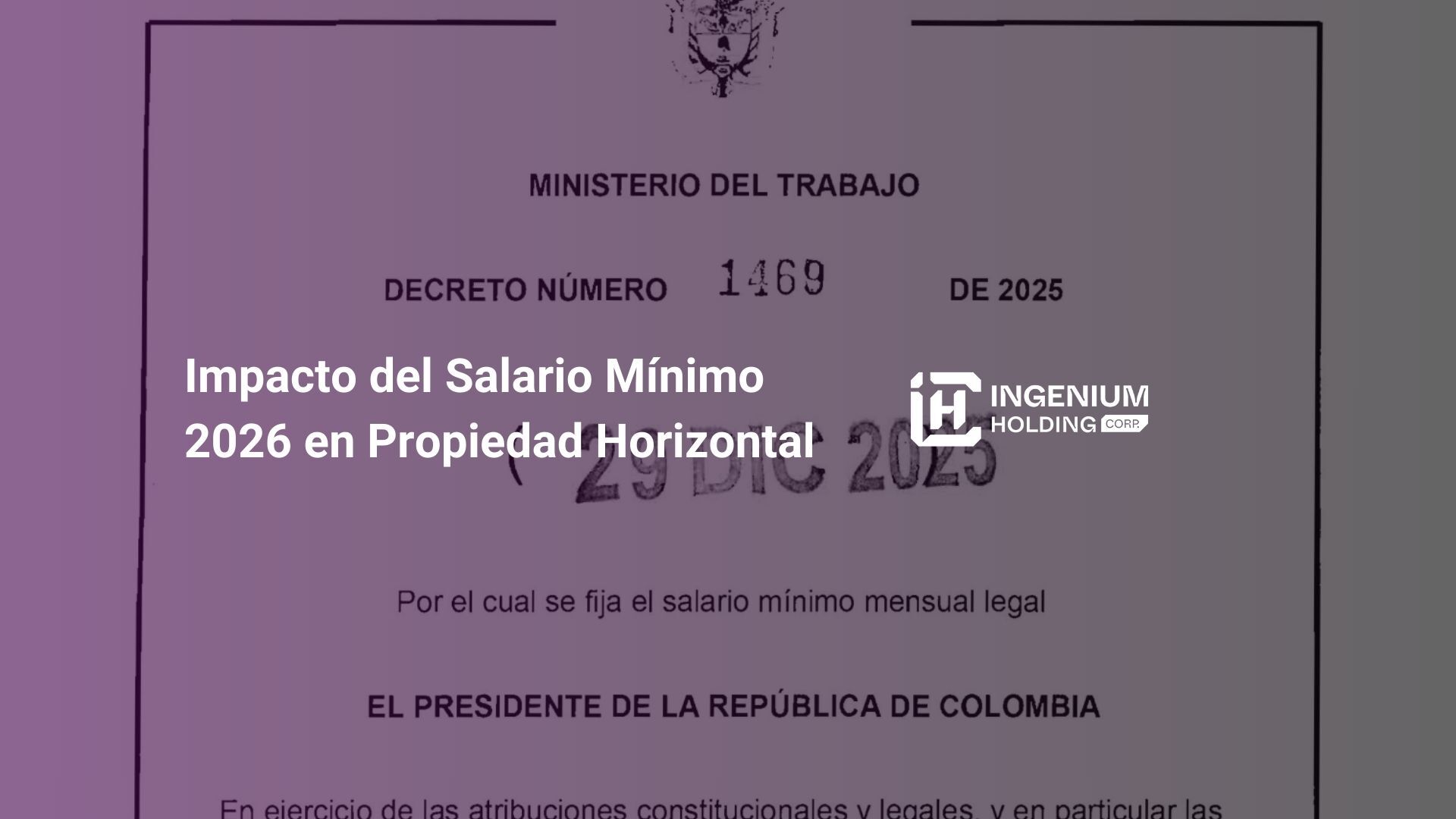 Impacto del Salario Mínimo 2026 en Propiedad Horizontal: Costos ...