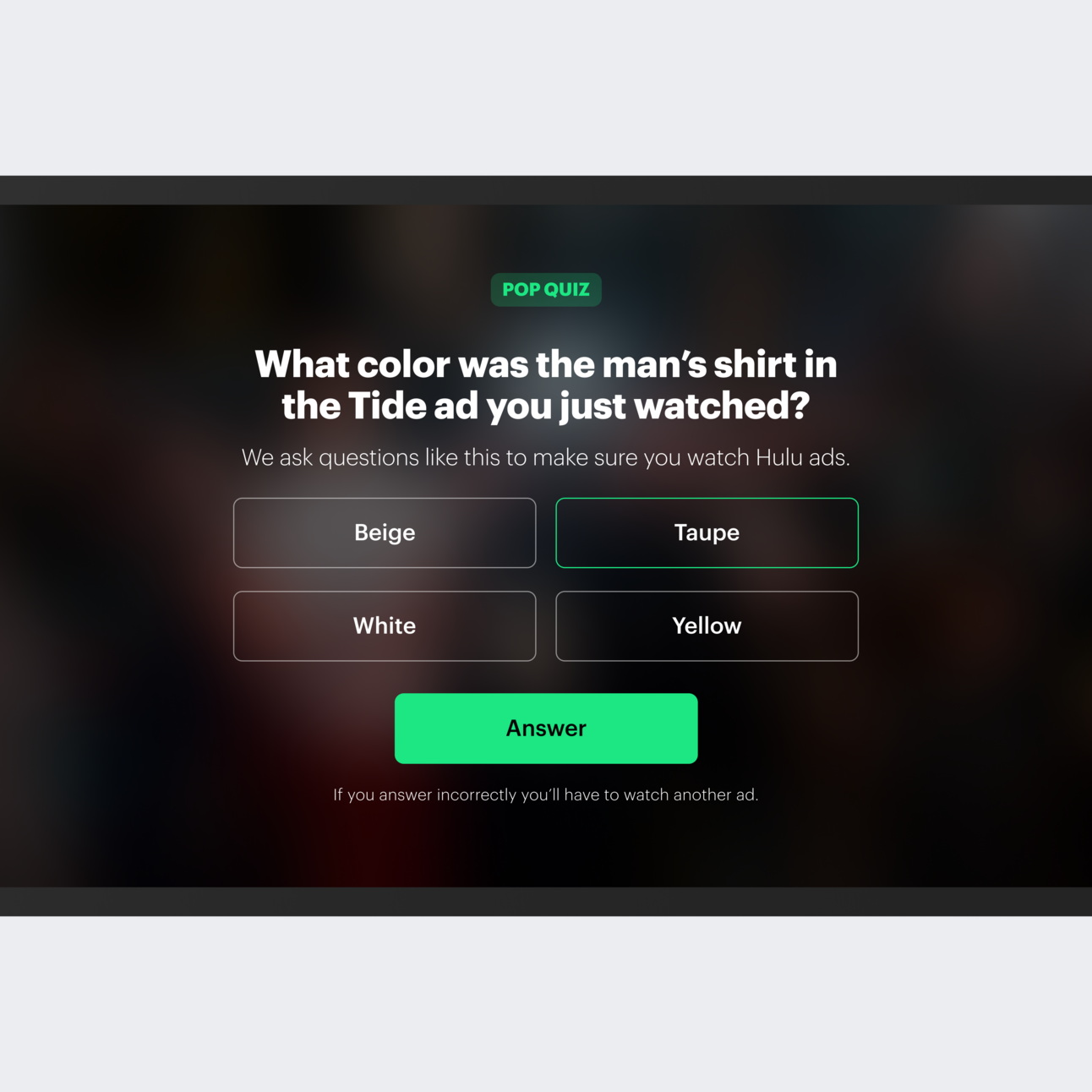 Hulu ad quiz