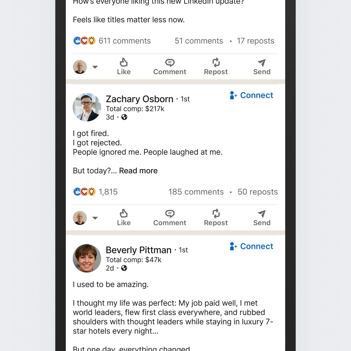 LinkedIn replace title with total comp