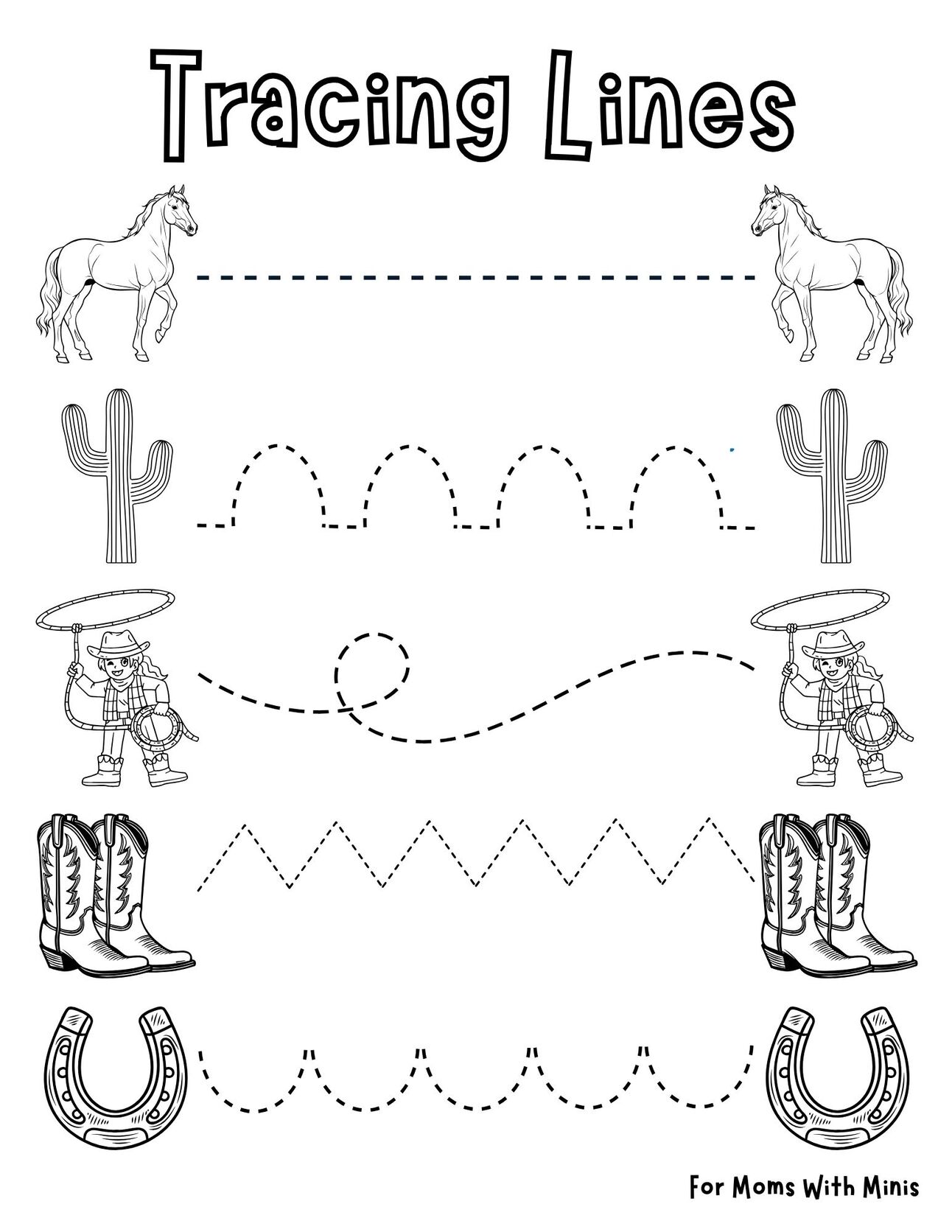 Western Themed Tracing Lines