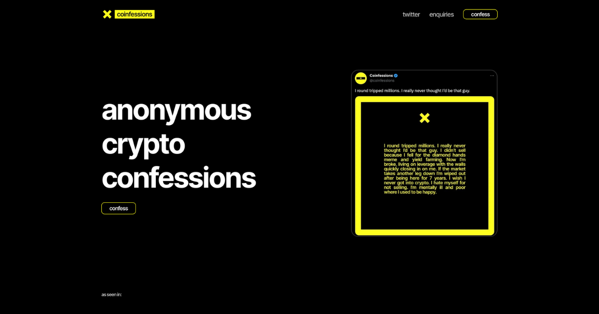 Anonymous Crypto Confessions