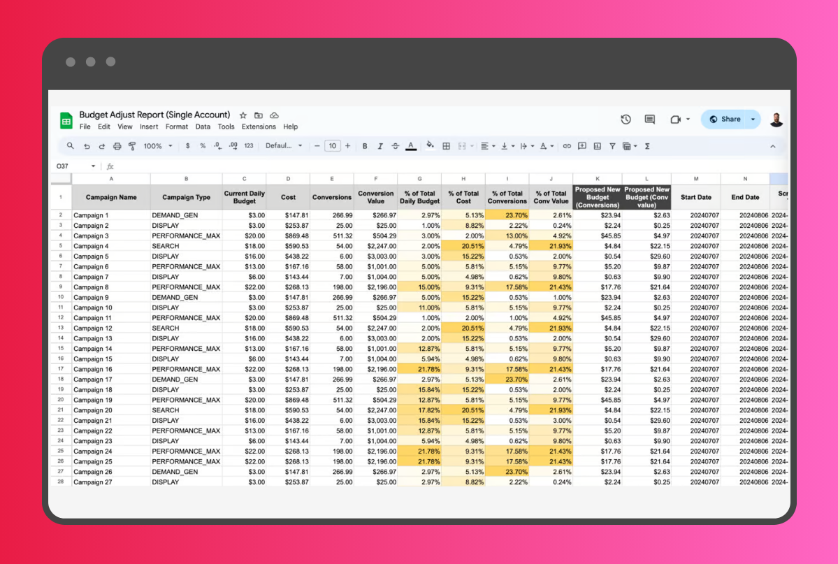 Budget Adjust Report v2.1 (Single Account)