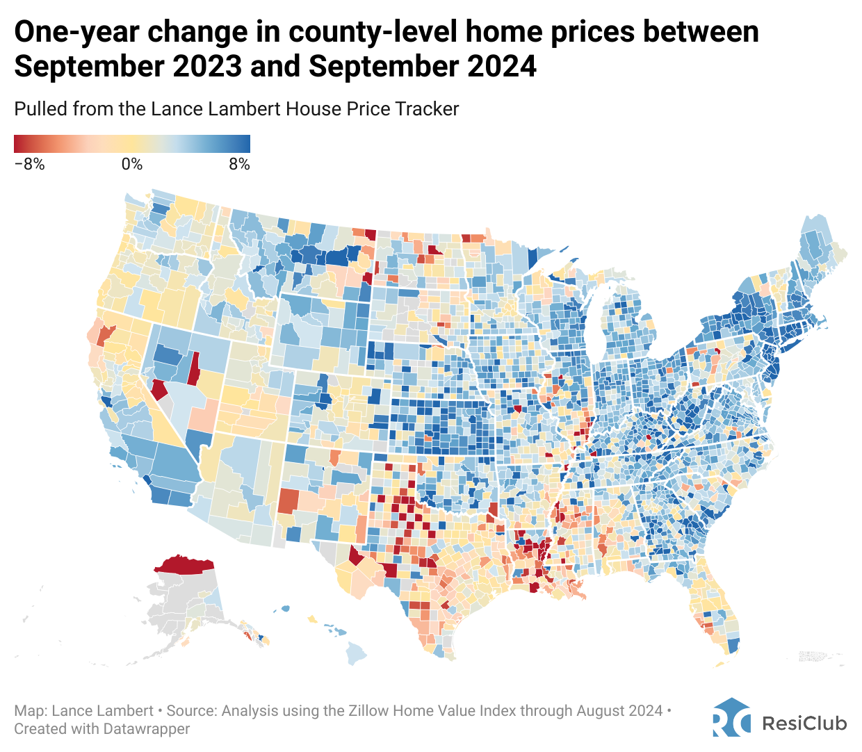 Updated home price analysis spanning over 800 metros and 3,000 counties