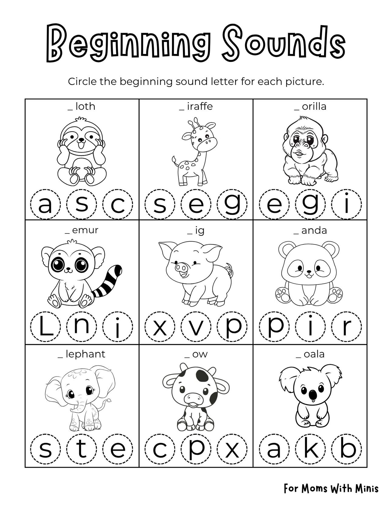 Baby Animal Beginning Sounds