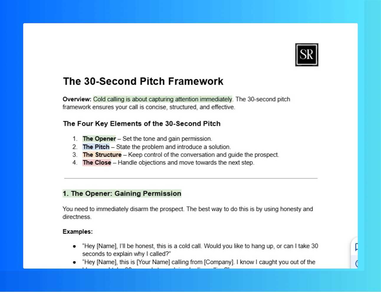 The 30-Second Pitch Framework