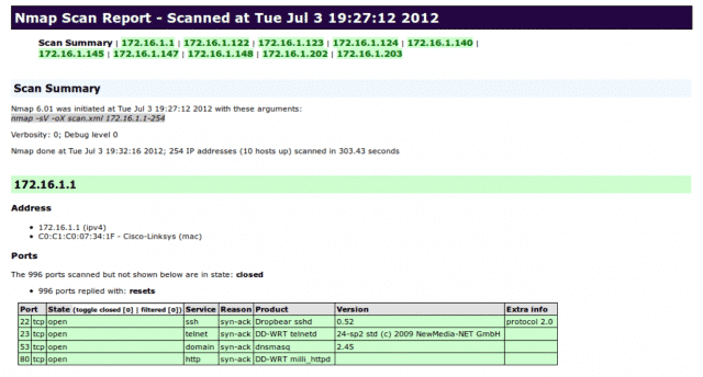 Getting Visual XML Output from nmap