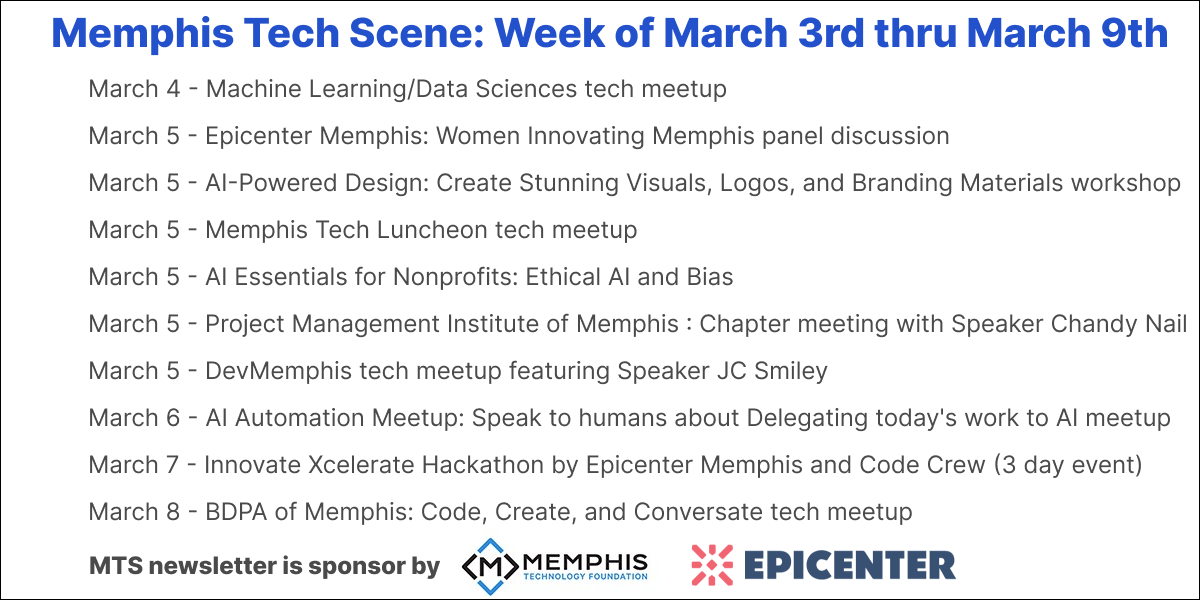 Weekly Tech Events in Memphis: March3rd thru March 9th