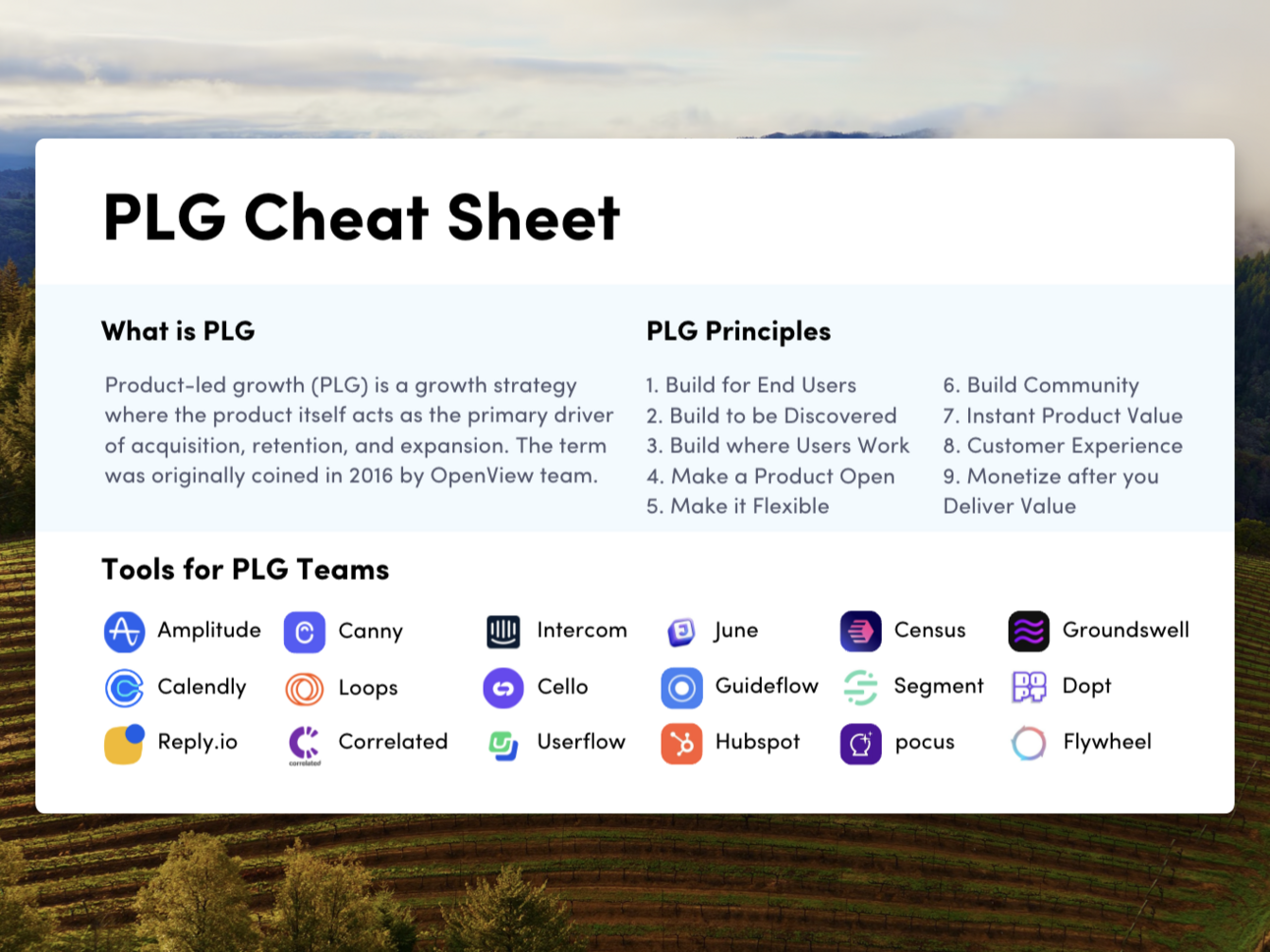🏔️ PLG Cheatsheet