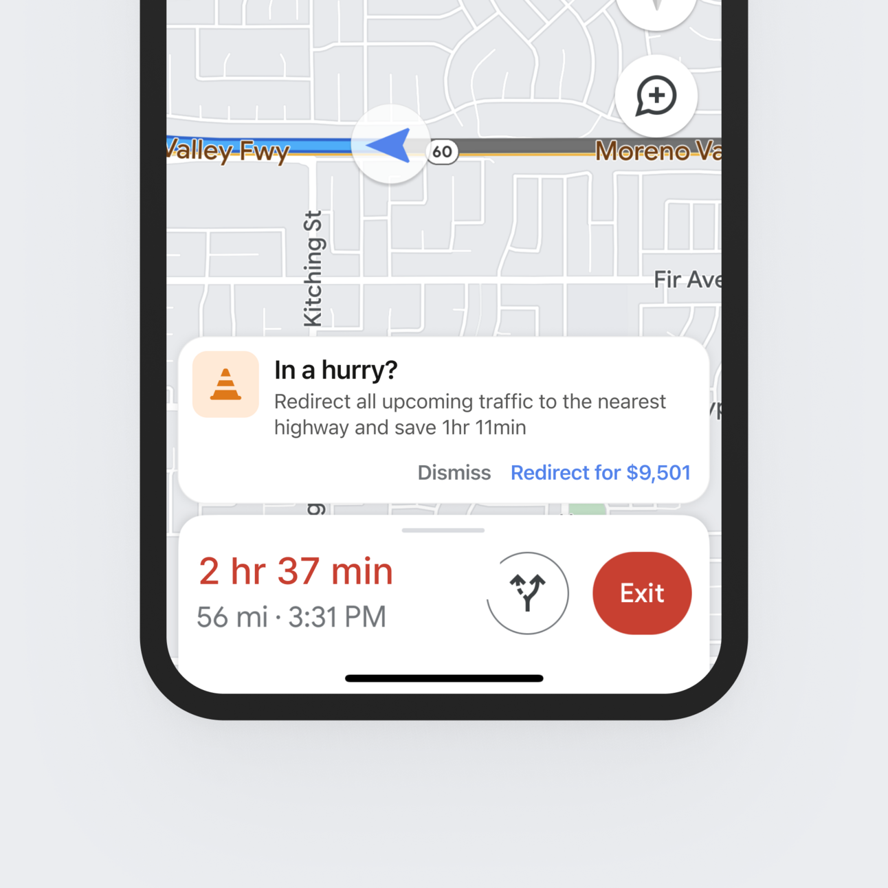 Google Maps redirect all upcoming traffic