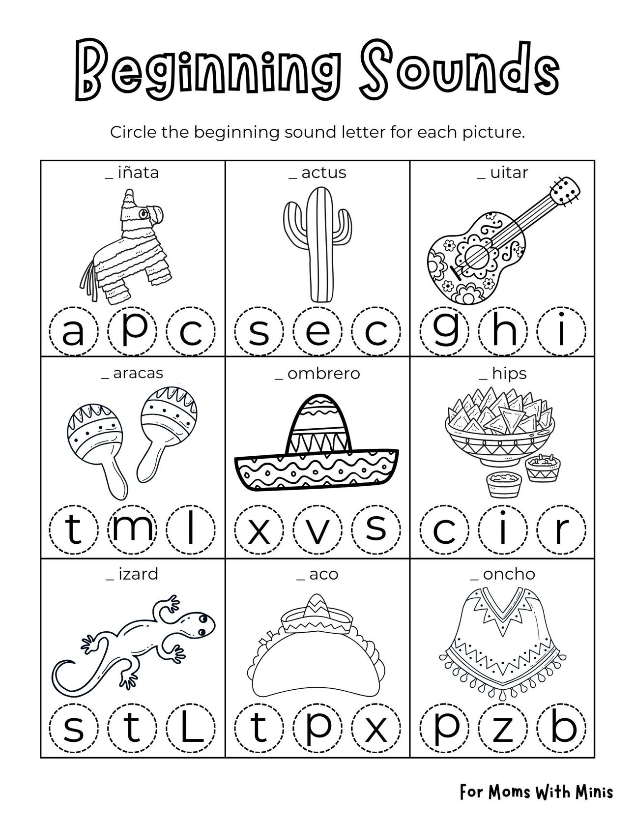 Cinco De Mayo Beginning Sounds