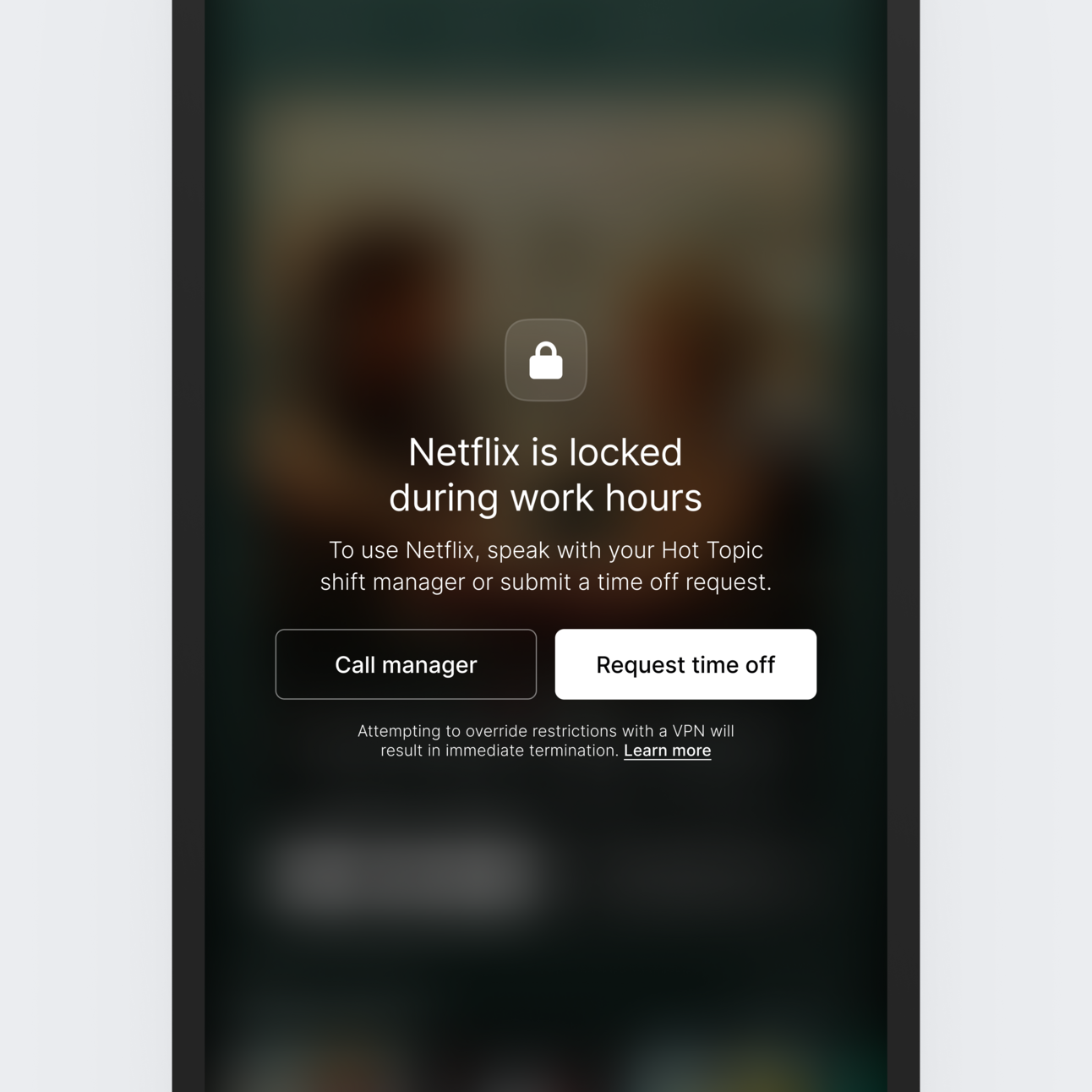 Netflix lockout during work hours