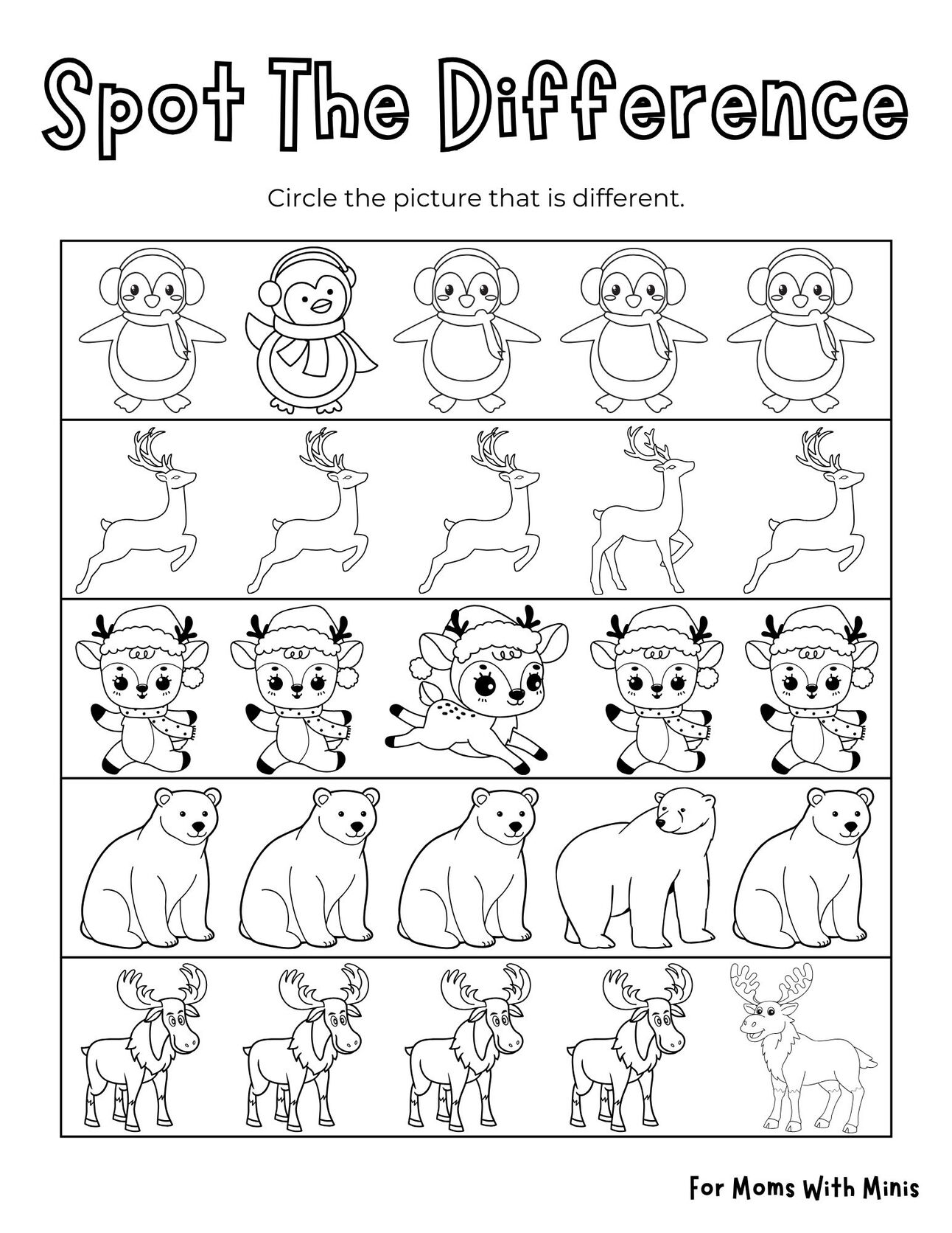 🦌 Winter Animal Spot The Difference