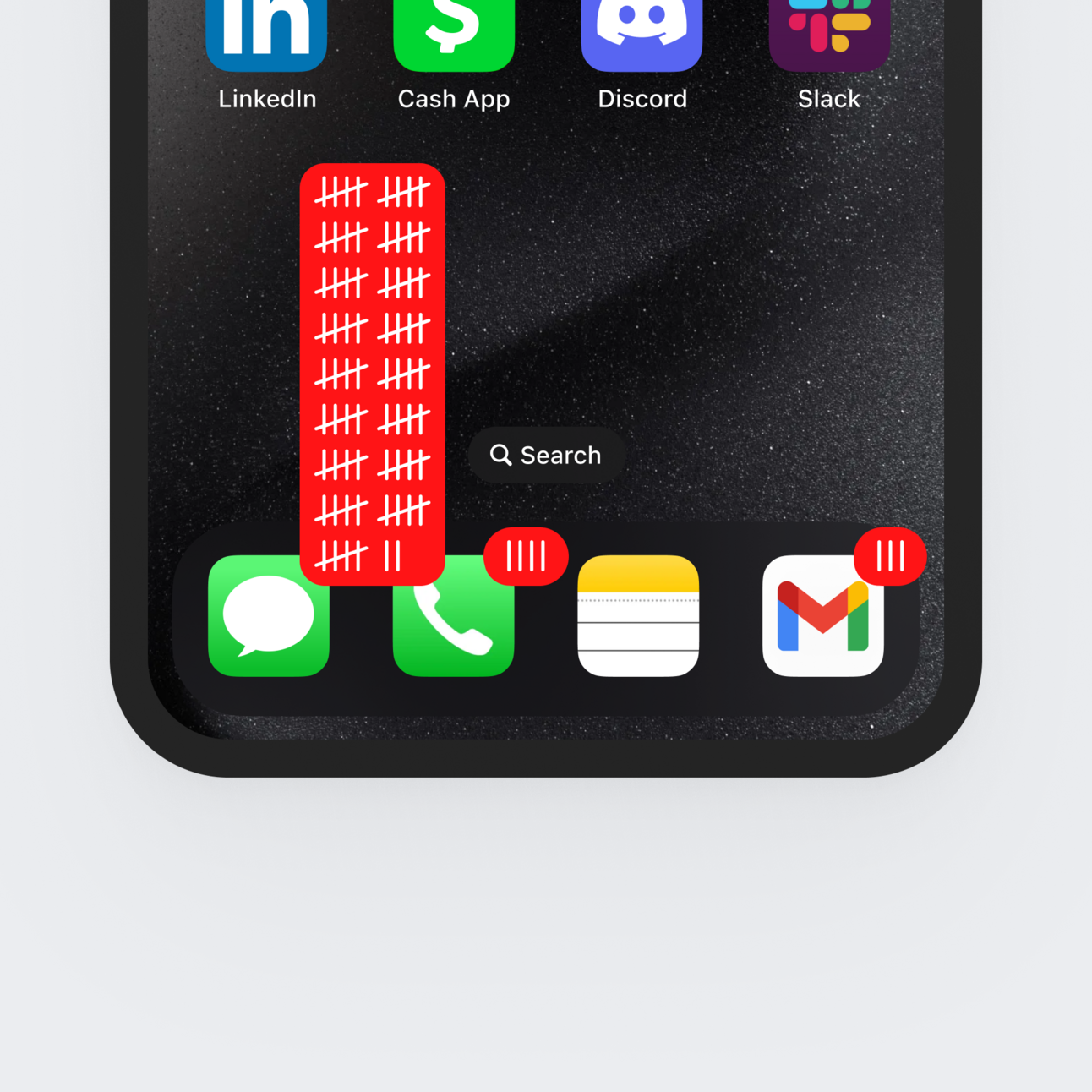 iOS tally mark notification indicator