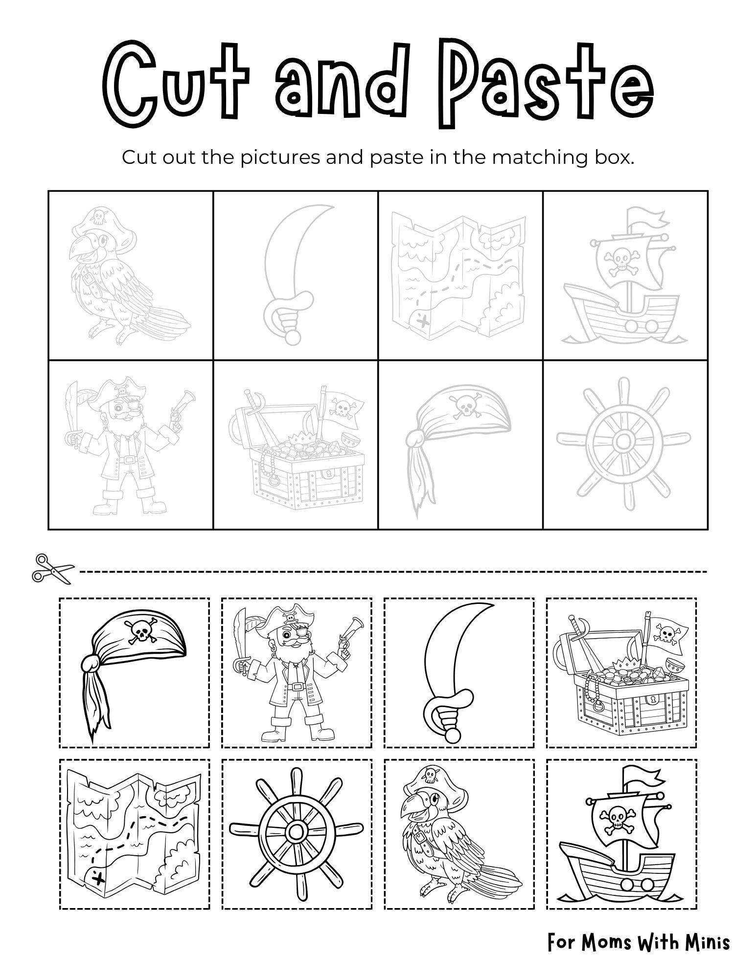 Pirate-Themed Cut and Paste