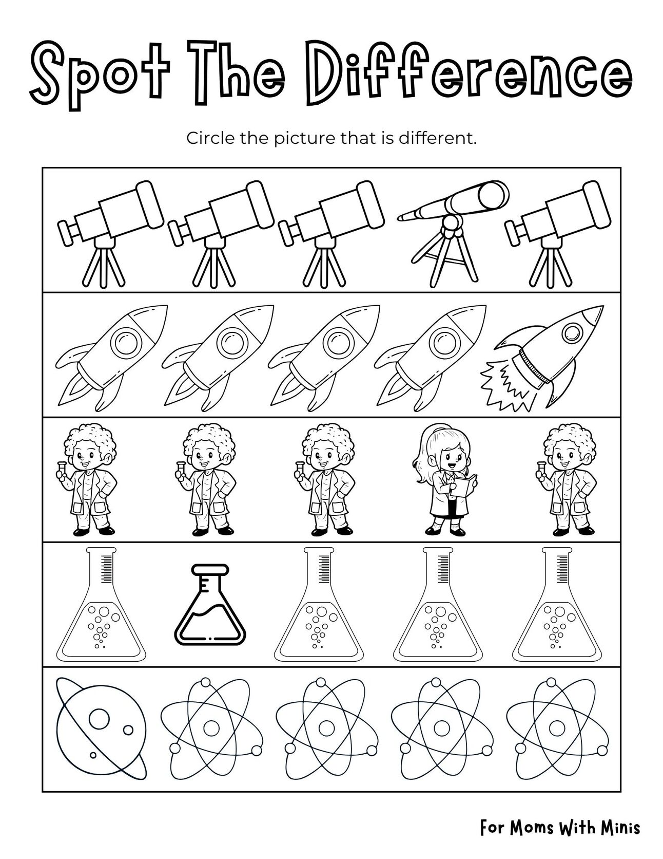 Spot The Difference Science Themed