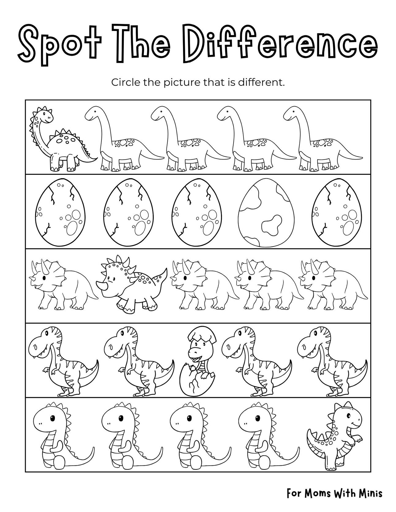 Spot The Difference Dinosaur Theme