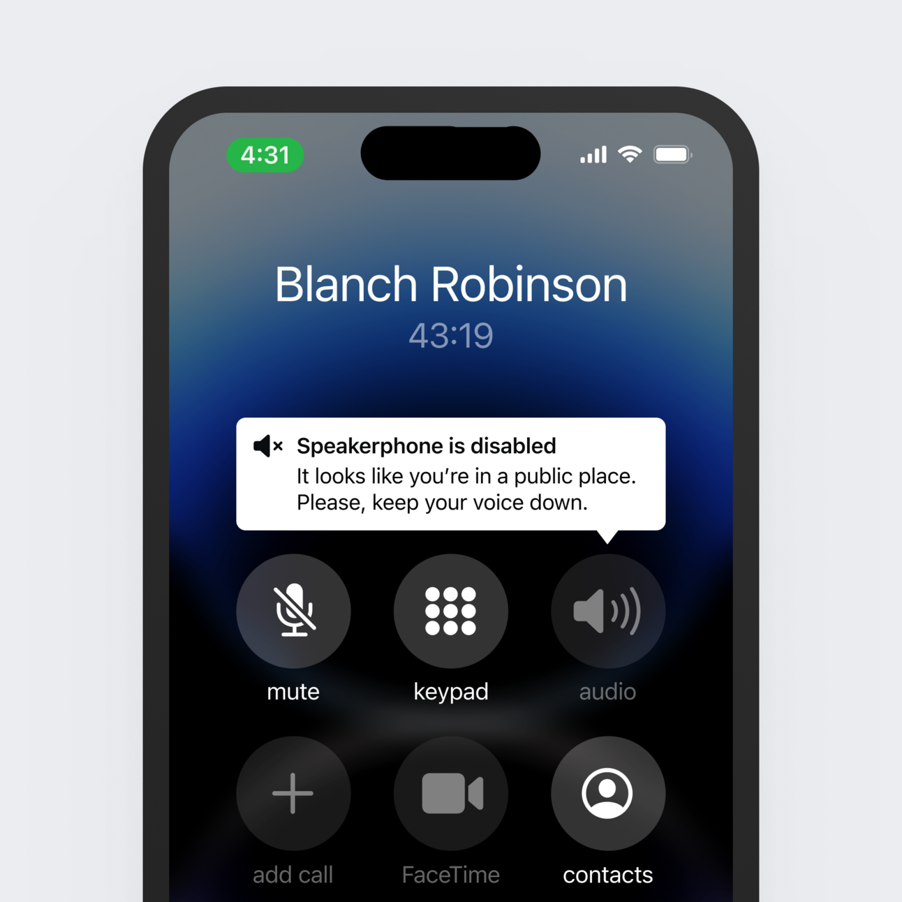 iOS Disable Speakerphone in Public