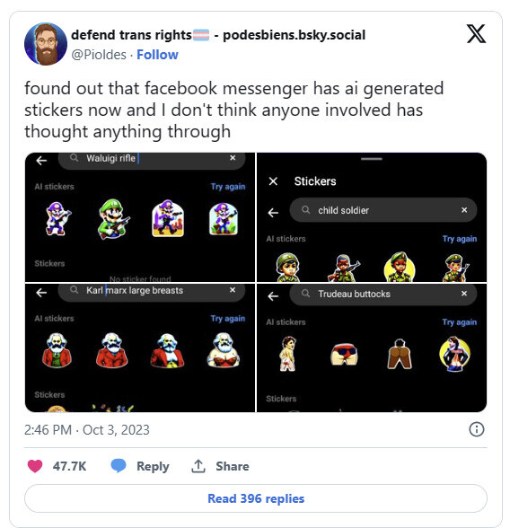 🥟 Chao-Down #185 Meta's AI-generated stickers produce unhinged outputs ...
