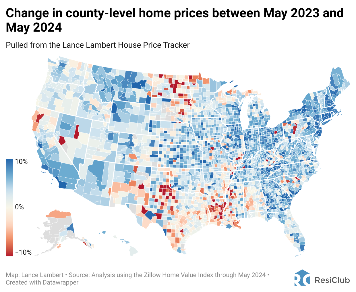 Fresh home price analysis spanning 800 metros and 3,000 counties