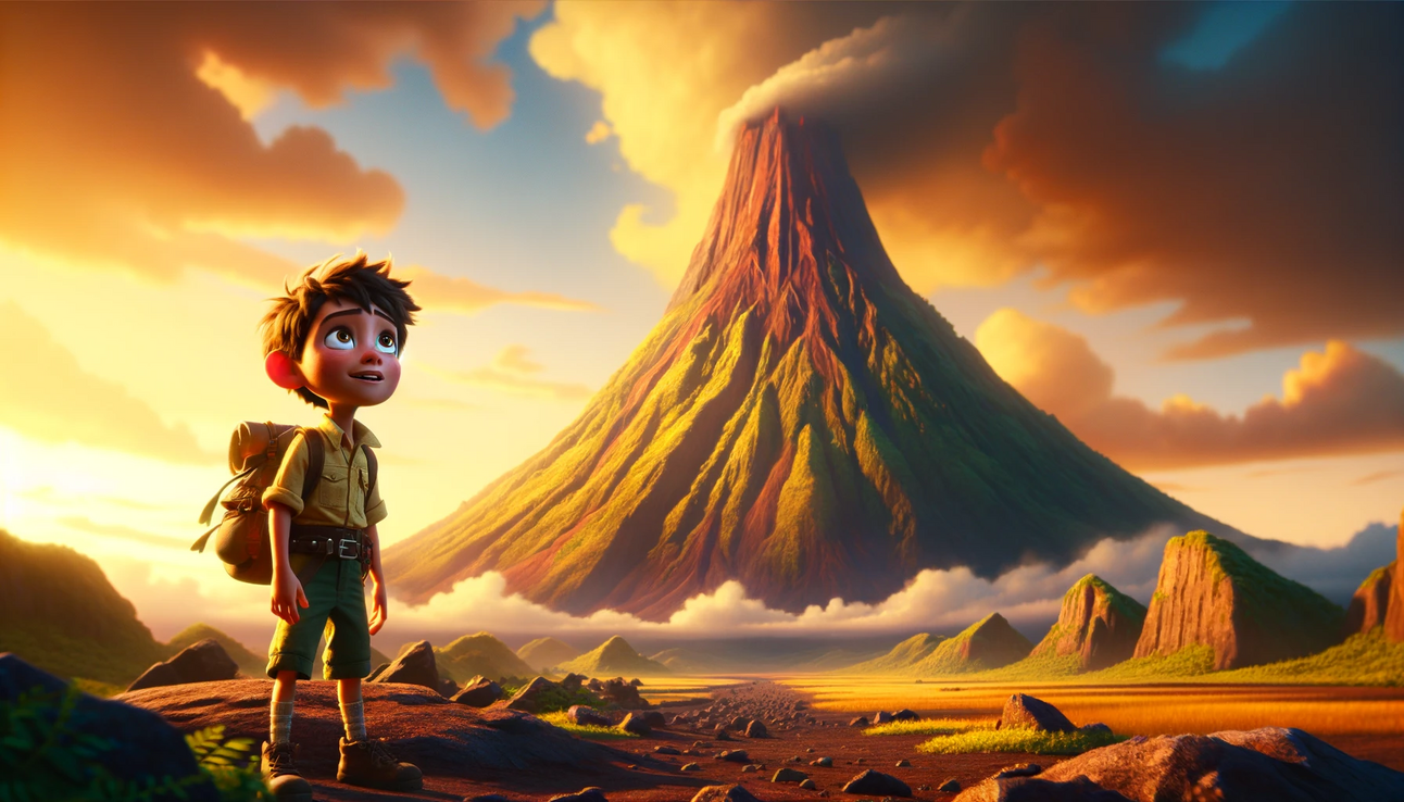 Brave Boy's Journey to an Awakening Volcano! 🌋