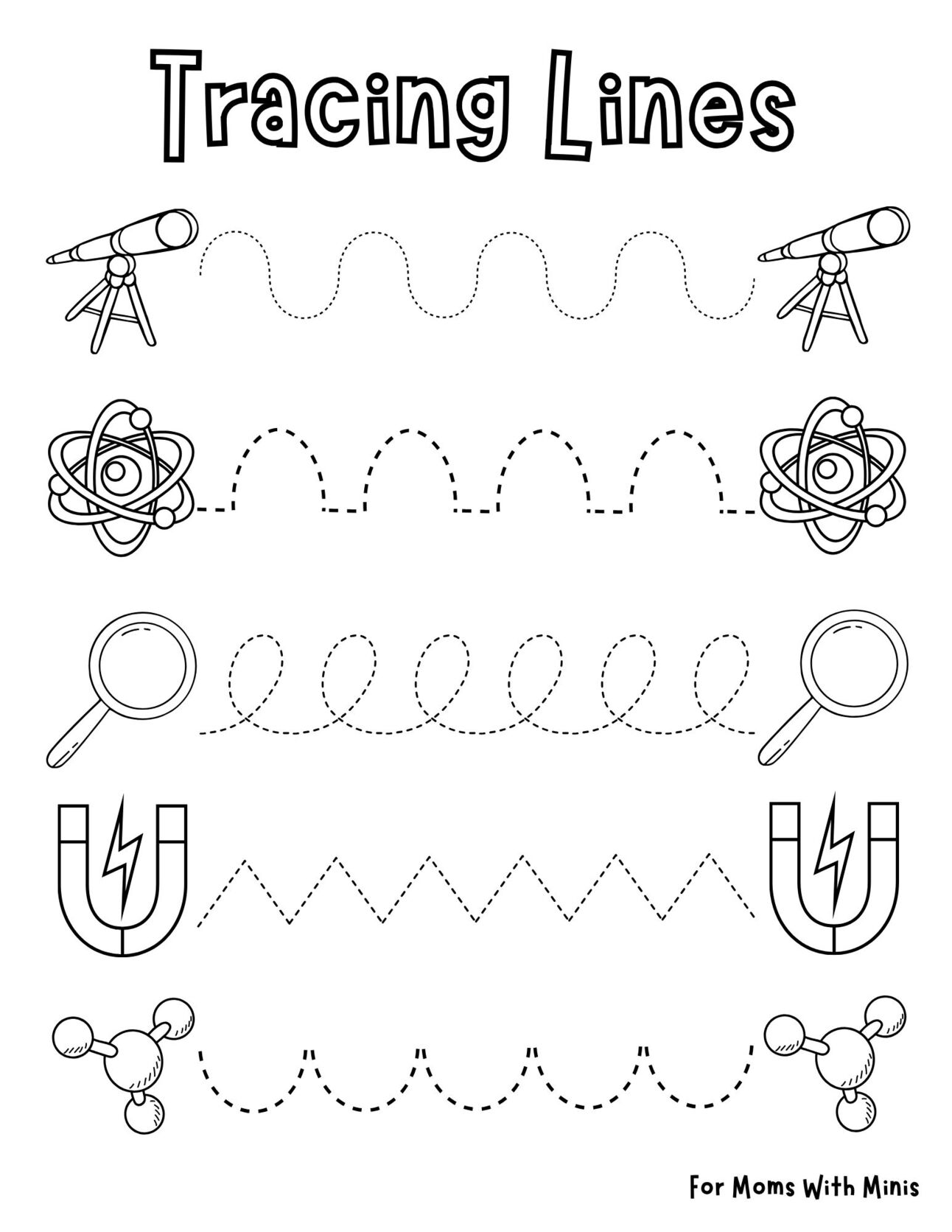 Science Theme Tracing Lines