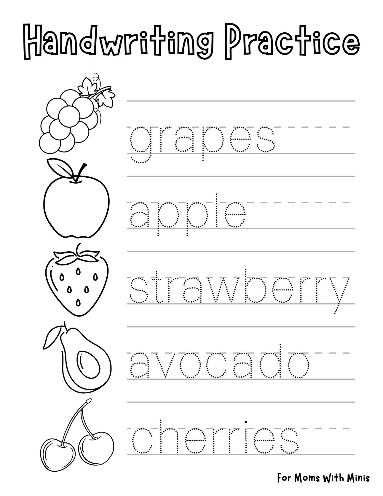 Fruit Theme Handwriting Practice