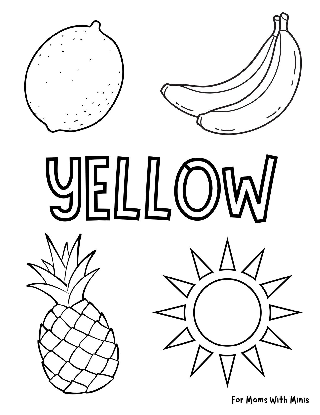 The Color Yellow Coloring Page
