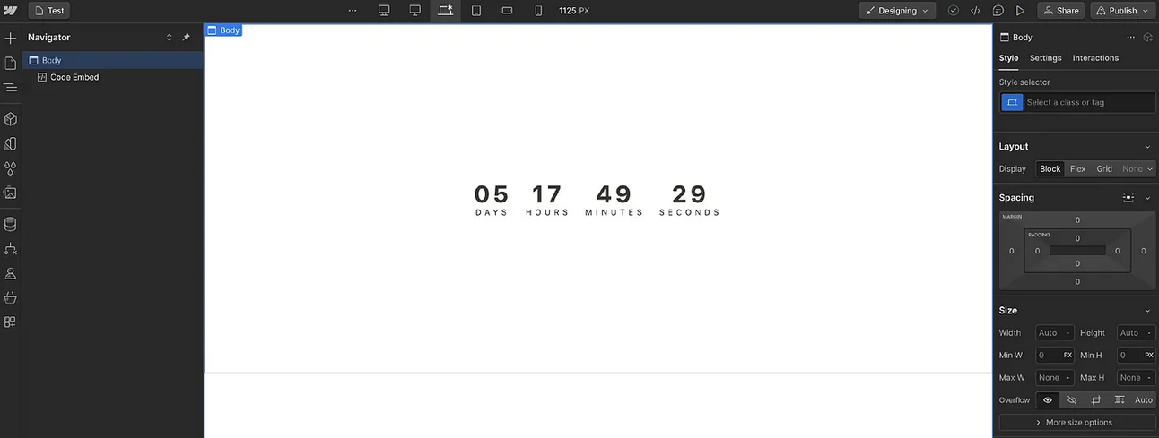 How to embed a countdown widget into Webflow