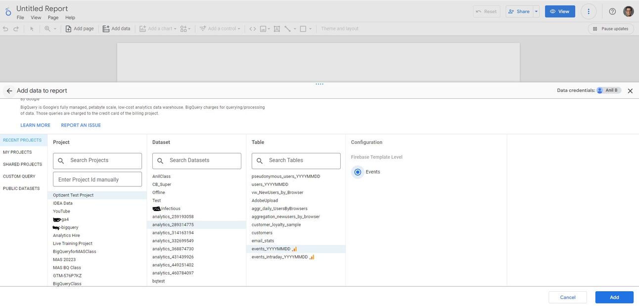 Create Looker Studio Reports with GA4 Data in BigQuery