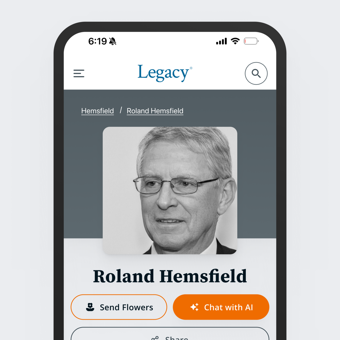 Legacy dot com AI chat feature