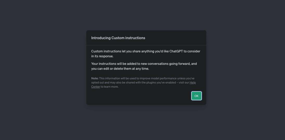 Custom instructions for ChatGPT
