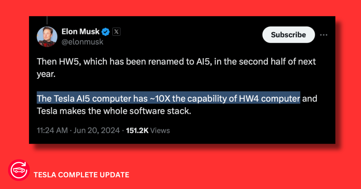Elon Musk Unveils Tesla AI5: 10x Power by 2025