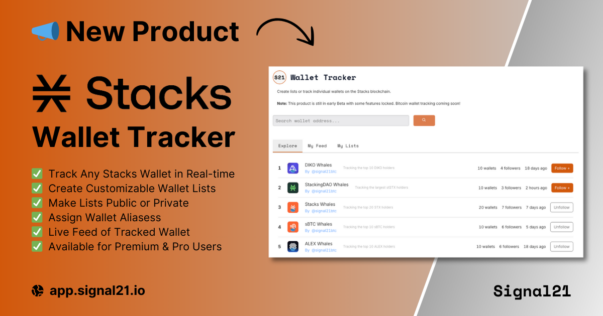 Introducing the Stacks Wallet Tracker by Signal21