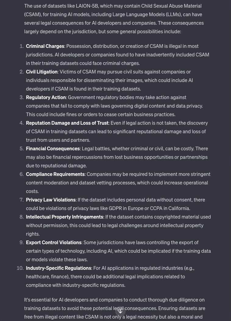 The use of datasets like LAION-5B, which may contain Child Sexual Abuse ...