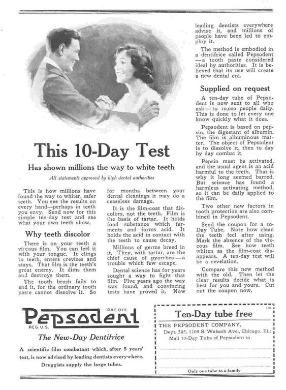 Claude Hopkins’ “10-Day Test” Pepsodent Ad