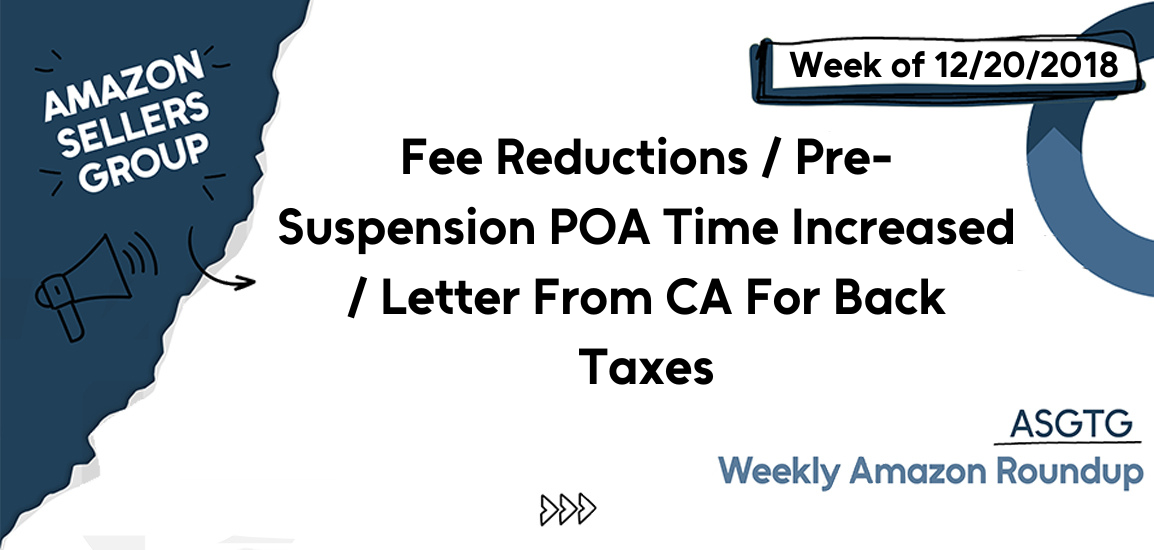 Fee Reductions/ Pre-suspension POA Time Increased/ Letter from CA for ...